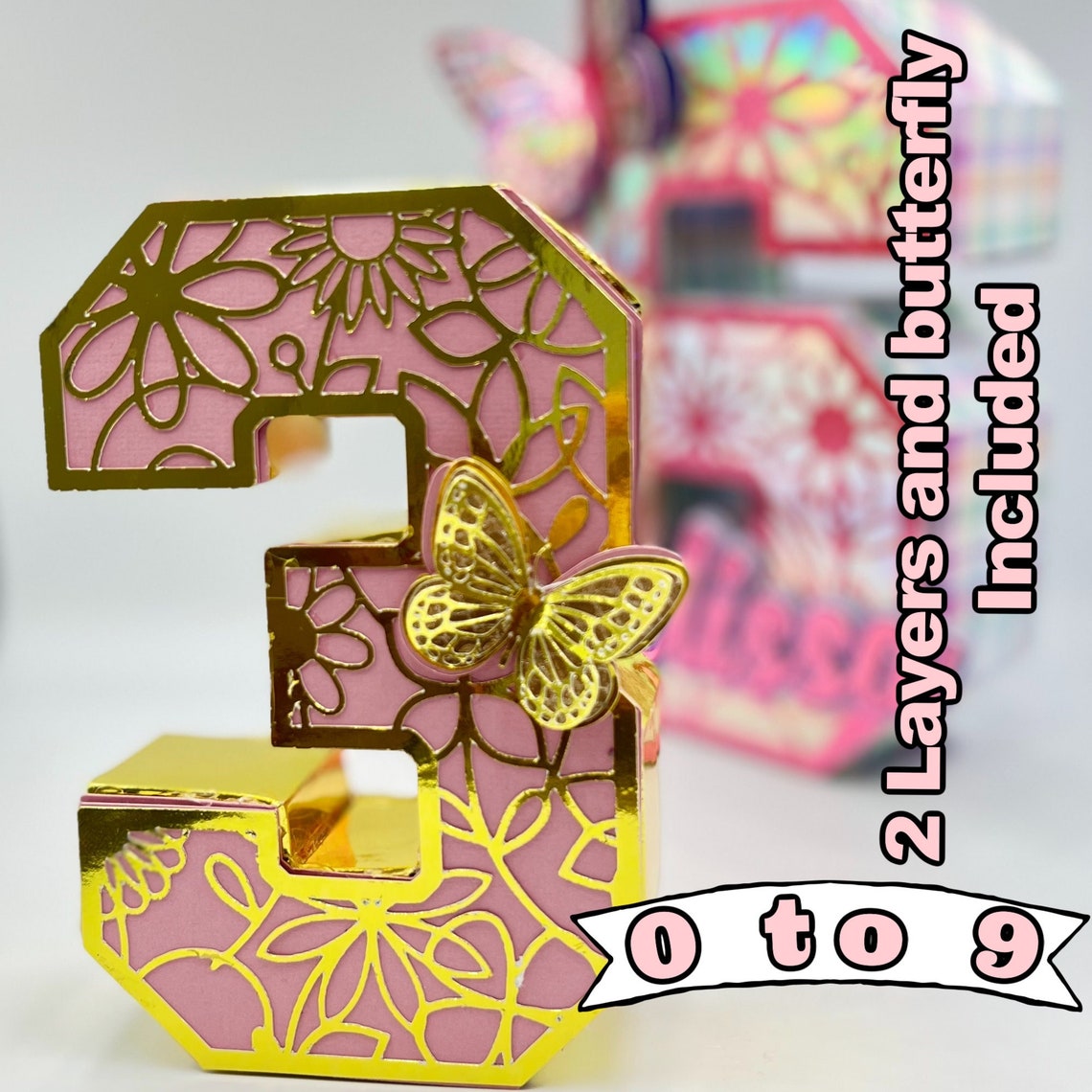 3d Numbers Svg and Studio Including 2 Layers and Butterfly - Etsy
