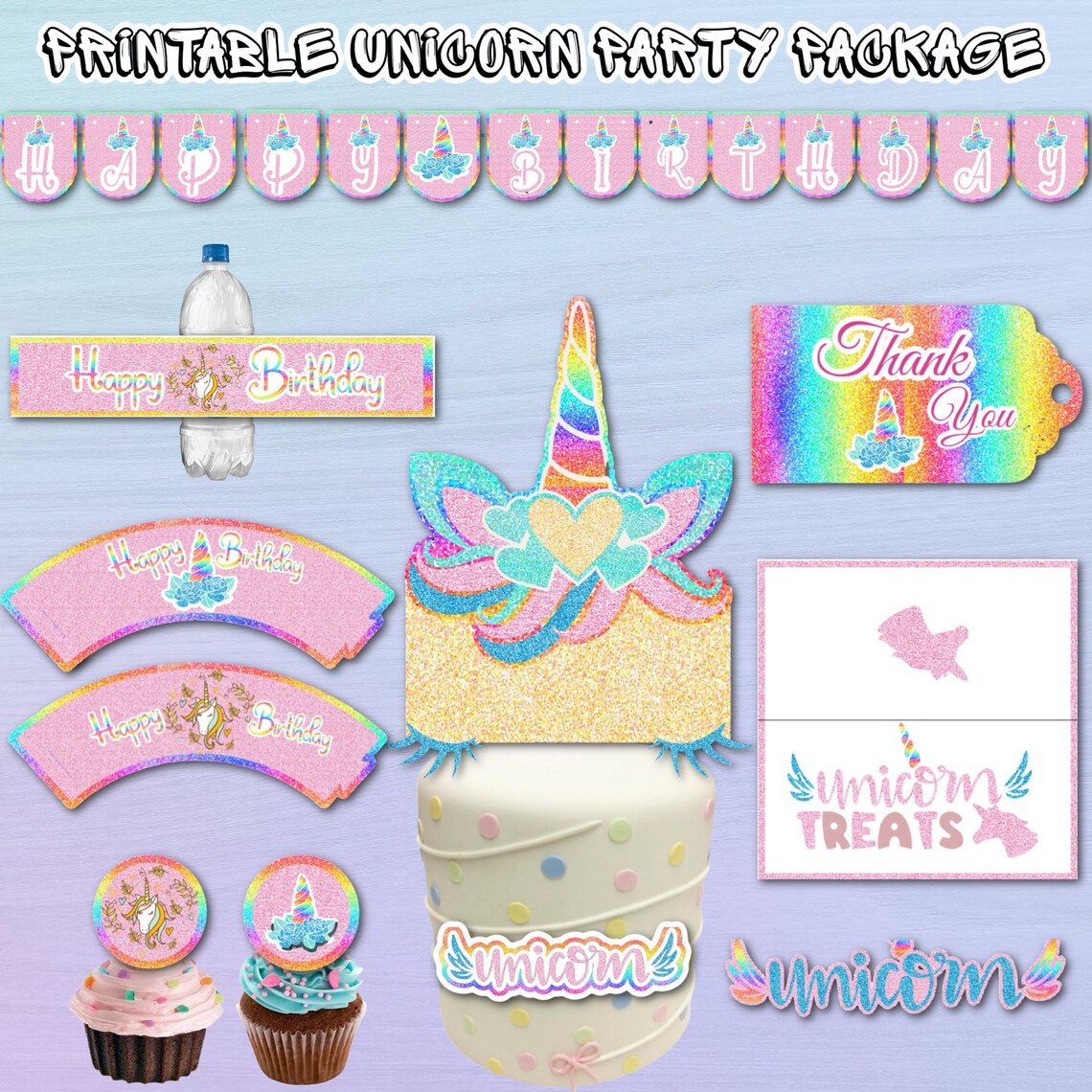 Unicorn Birthday Packagerainbow Unicorn Package Party Set | Etsy