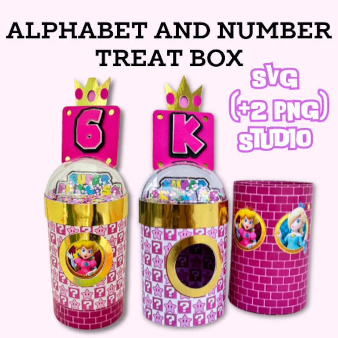 Princess Peach Alphabet and Number Treat Box, Candy Holder. SVG and ...