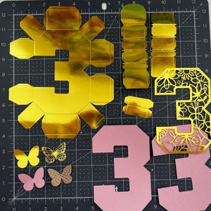 3d Numbers Svg and Studio Including 2 Layers and Butterfly Decoration ...