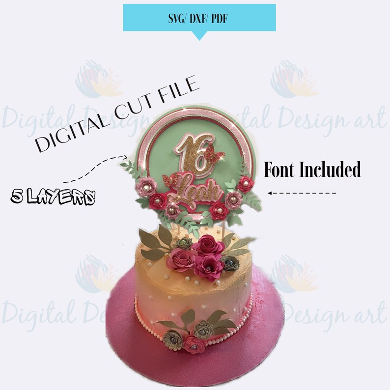 Cake Topper Layered Personalized Name and Age of Birthday | Etsy