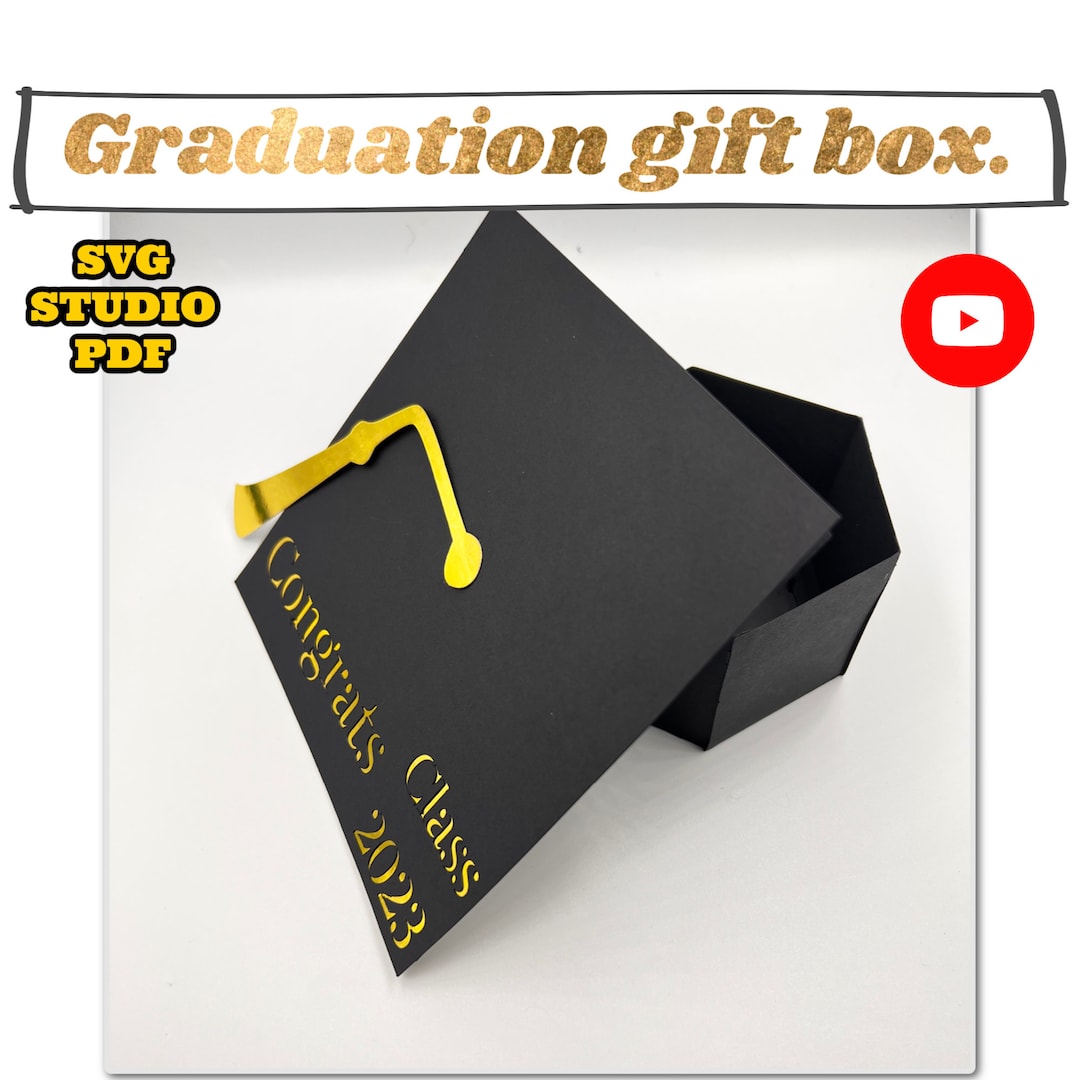 Graduation Cap Gift Box SVG PDF Studio Template. Cricut, Silhouette and ...