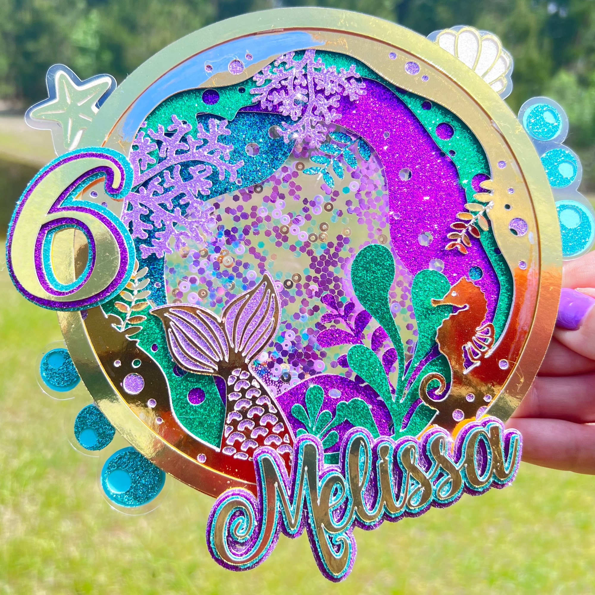 Mermaid Cake Topper Layered You Can Personalize Name and Age - Etsy