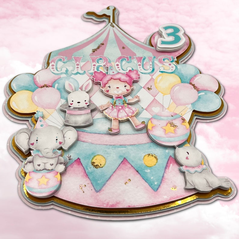 Pink Circus Birthday Cake Topper. INSTANT Cake Topper. Pink - Etsy