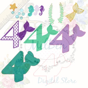 Cake Topper Mermaid Numbers, Svg and Studio. Everything is Included ...