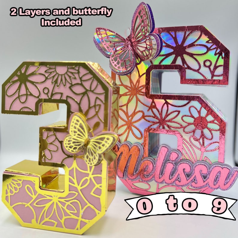 3d Numbers Svg and Studio Including 2 Layers and Butterfly - Etsy