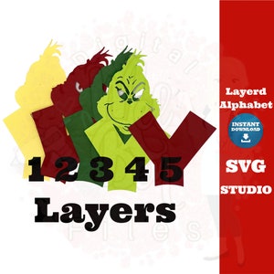 Grinch Letters SVG, Grinch Letters Studio, Layered Grinch Alphabet ...