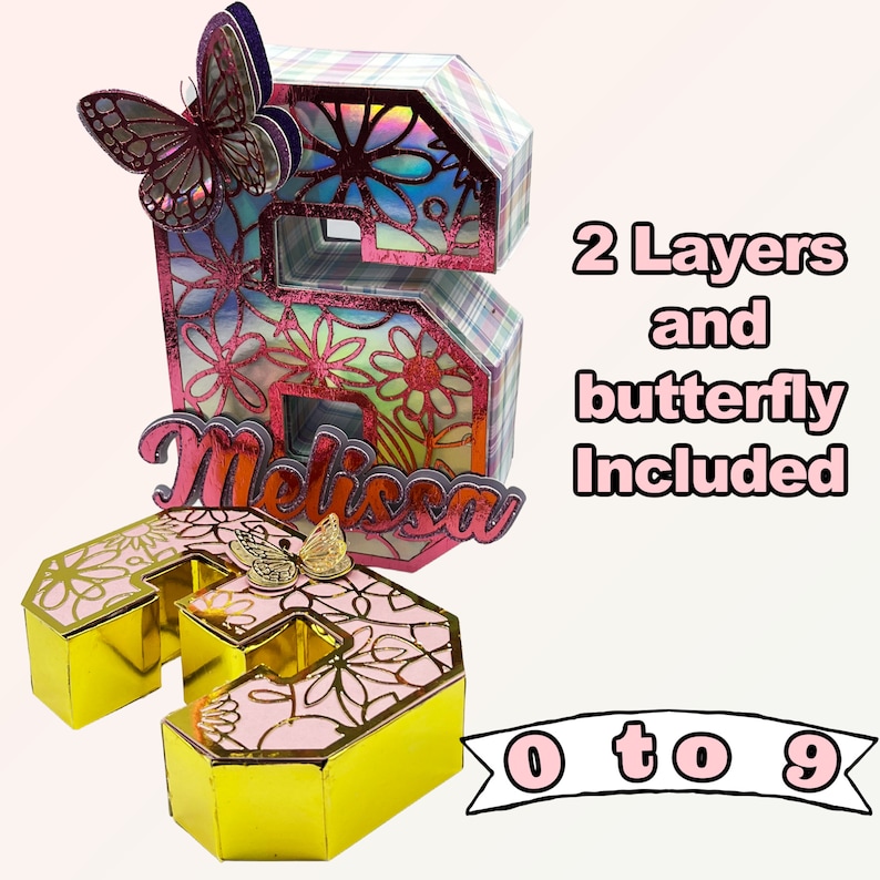 3d Numbers Svg and Studio Including 2 Layers and Butterfly - Etsy