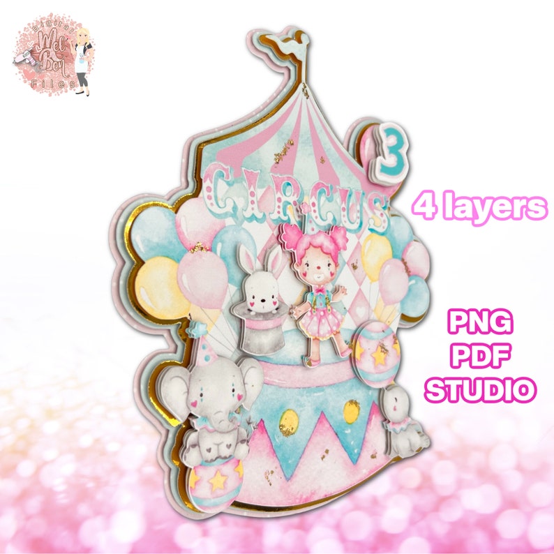 Pink Circus Birthday Cake Topper. INSTANT Cake Topper. Pink - Etsy