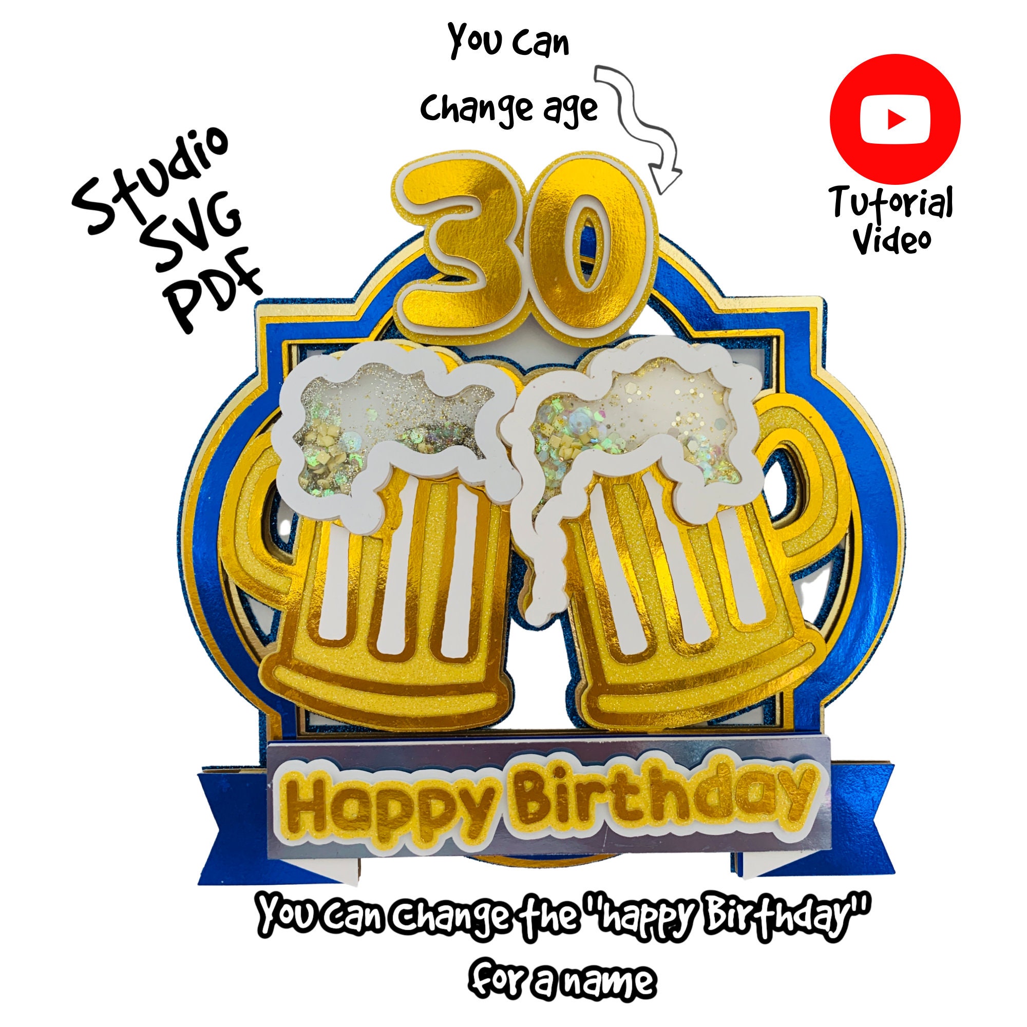 Beer Shaker Cake Topper SVG Studio and Pdf. Great for - Etsy