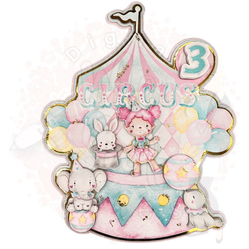 Pink Circus Birthday Cake Topper. INSTANT Cake Topper. Pink - Etsy