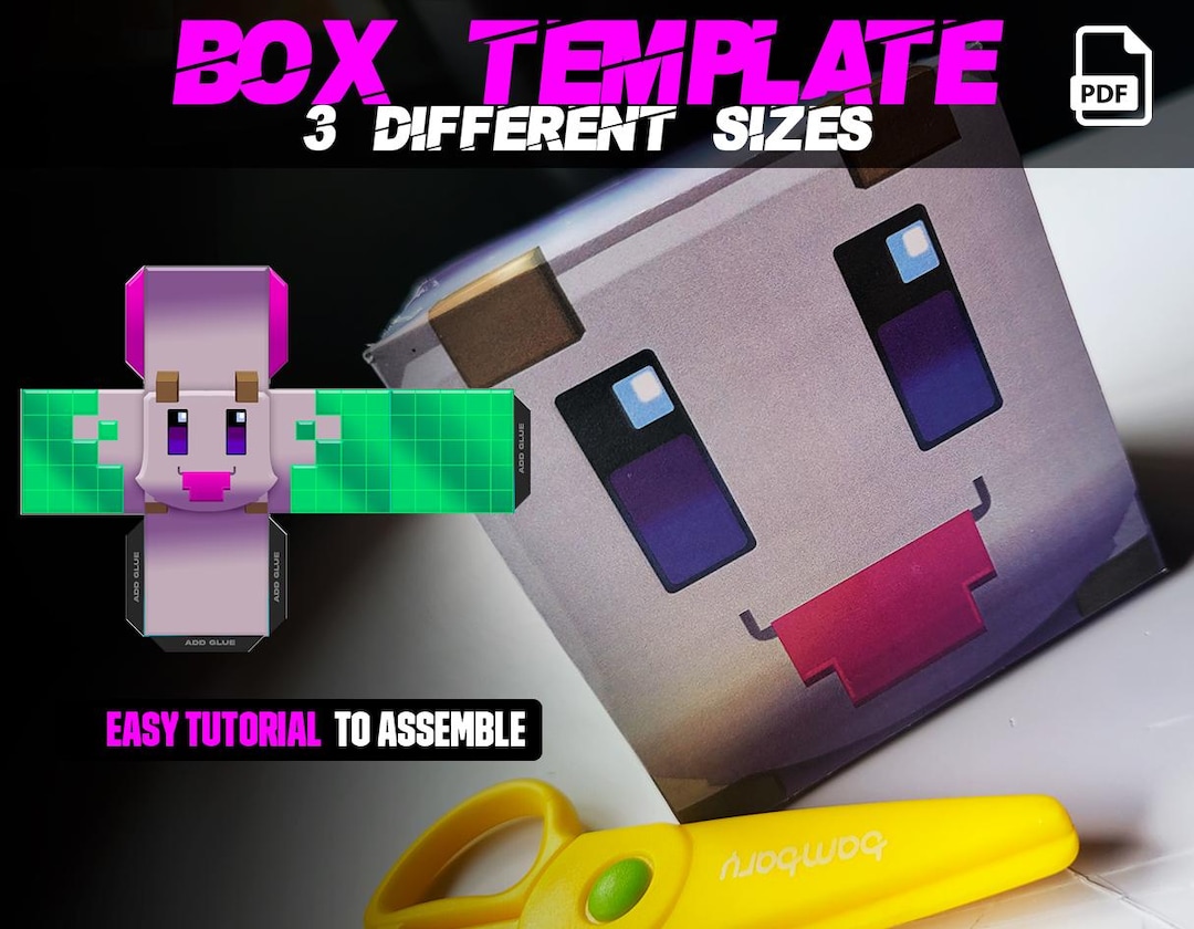 Poro Pixel Box Template Pack Easy to Assemble Box Gift Box, Party Box ...