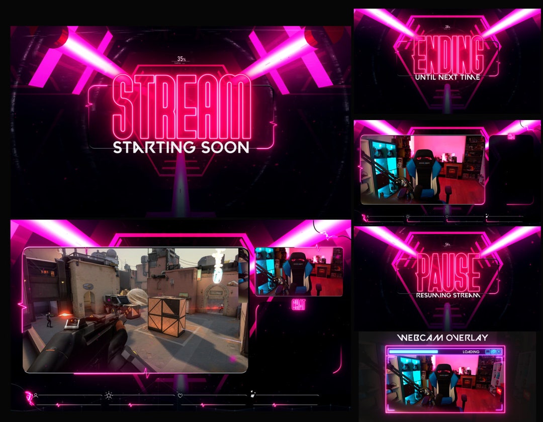 Stream Pack - Neon Pink Overlays - Animated Overlays Design Webm Format ...