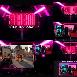 Stream Pack - Neon Pink Overlays - Animated Overlays Design Webm Format ...
