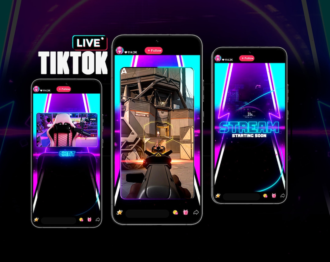ARCADE Neon TIKTOK Streaming Overlay Pack - Tiktok Live Animated Design - Etsy