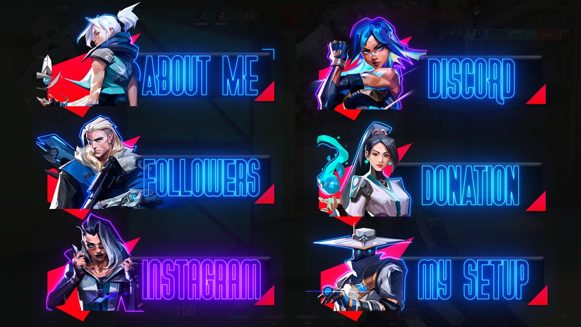 VALORANT PANELS - 11 Valorant Style Panel Designs - for Twitch and Kick ...