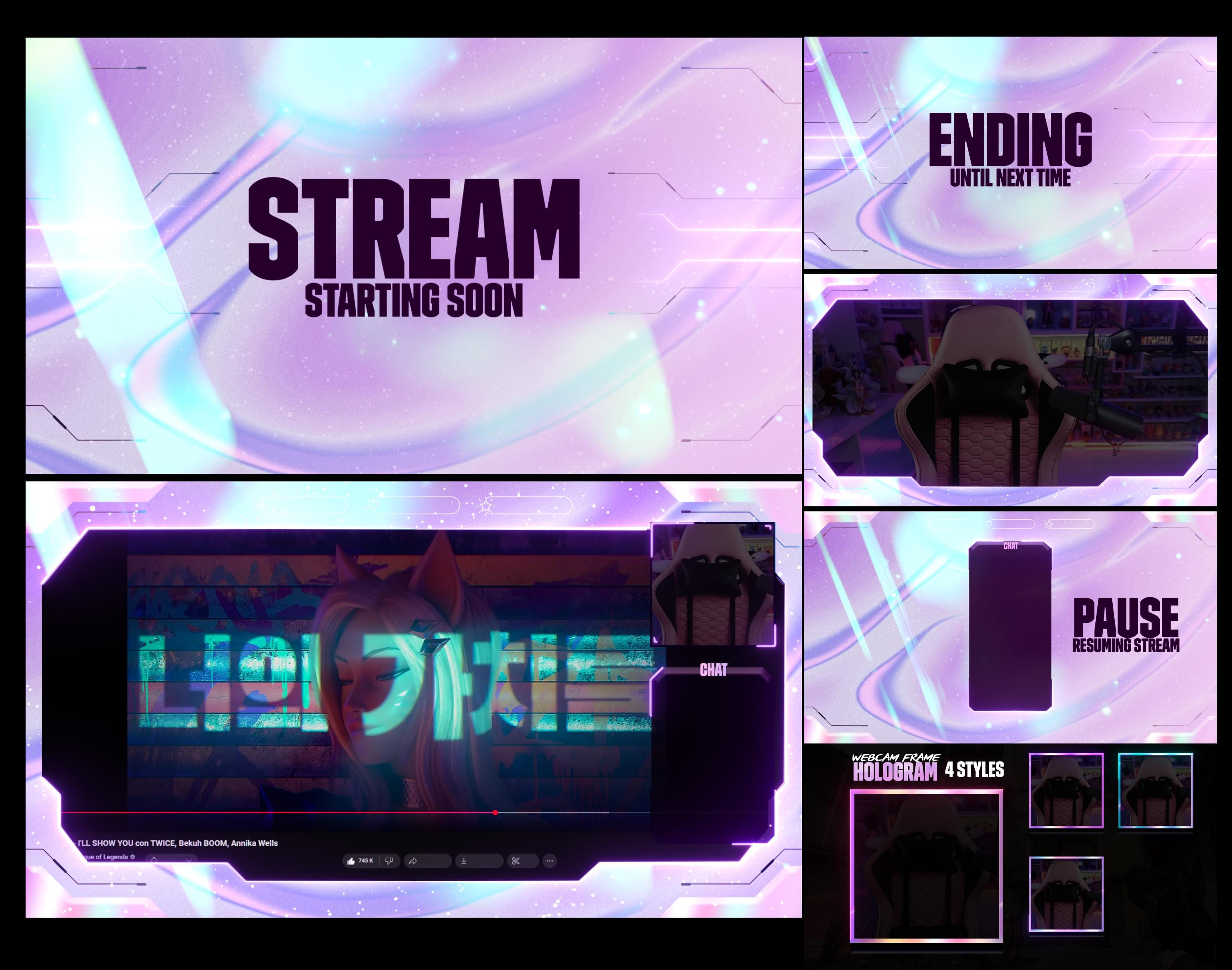 Hologram Style Animated Stream Pack / Gradient Crystal Aesthetics ...