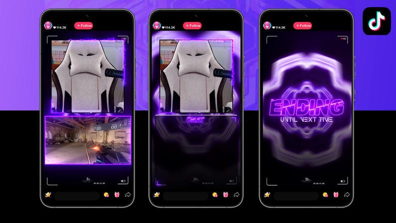Neon Purple Portal Tiktok Stream Overlay Pack / Animated Tiktok Live ...