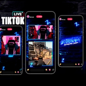 Neon Blue TIKTOK Streaming Overlay Pack - Tiktok Live Animated Design ...