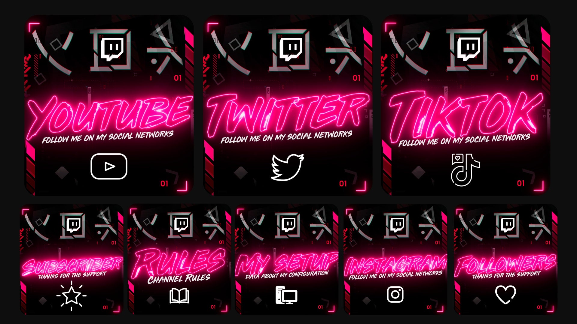 PACK Twitch Panels Designs Panels Twitch Profile Neon Future - Etsy
