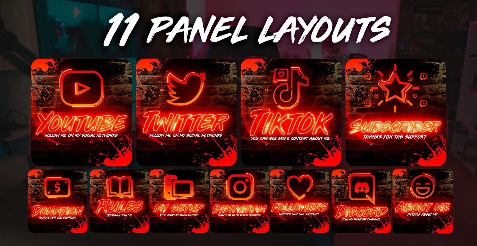 PACK Panels - Designs Panels Stream Profile Neon Red Orange - Etsy