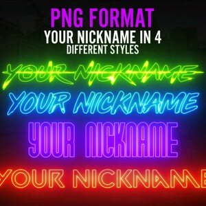 Custom Nickname in Neon - Design in PNG Format - Etsy
