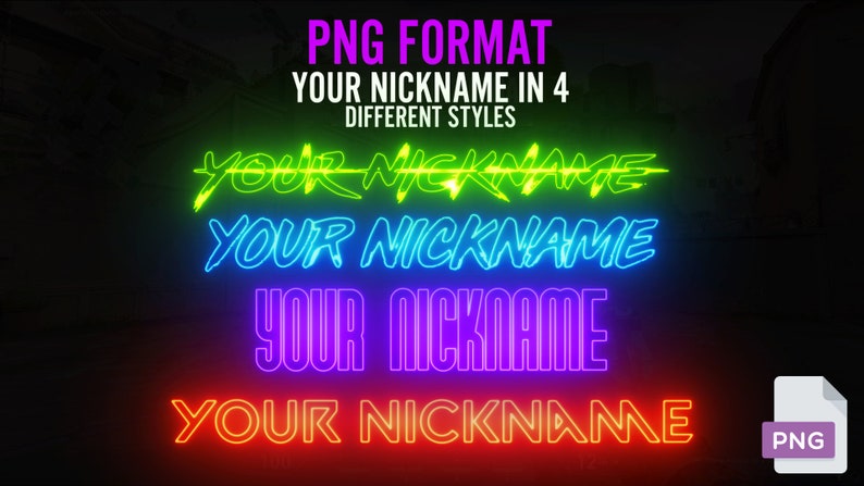 Custom Nickname in Neon - Design in PNG Format - Etsy