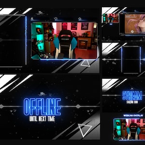 Neon Blue Animated Stream Overlay Pack: HD Webm for OBS - Etsy Canada