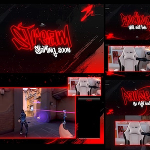 Red Neon Galaxy Animated Stream Overlays: Twitch, Youtube, Kick (OBS ...