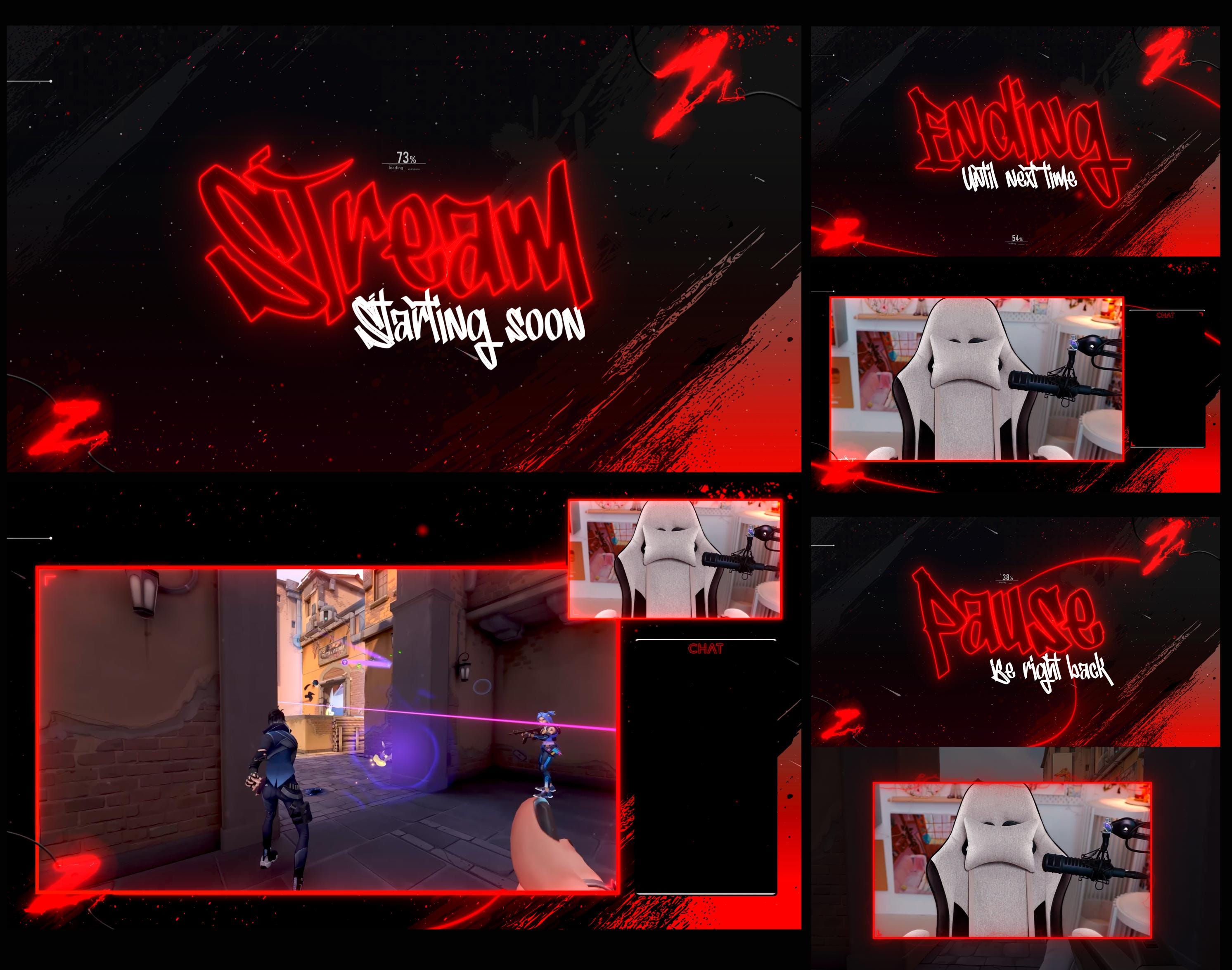 Red Neon Galaxy Animated Stream Overlays: Twitch, Youtube, Kick (OBS ...