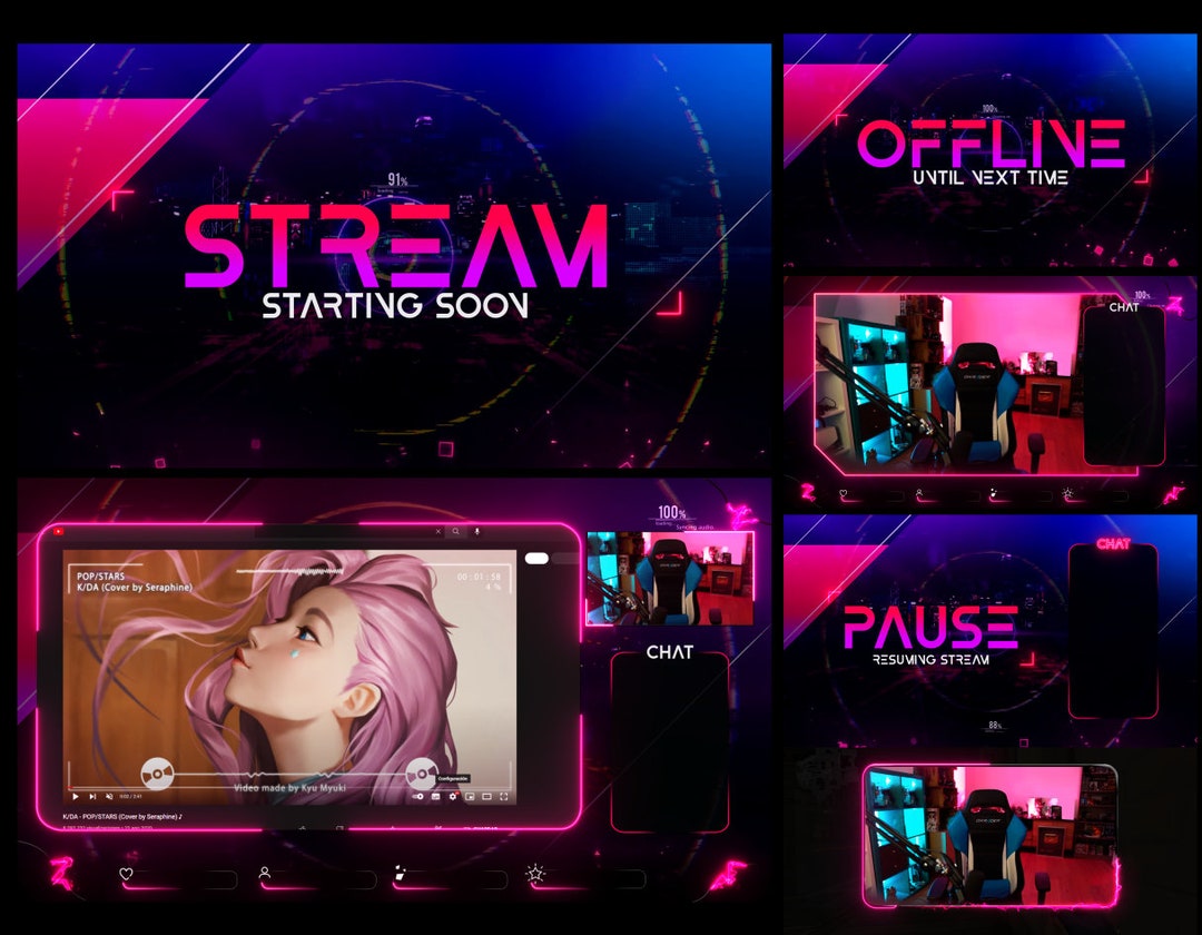 Cyberpunk - Stream Overlay Pack - Twitch and Kick - Etsy