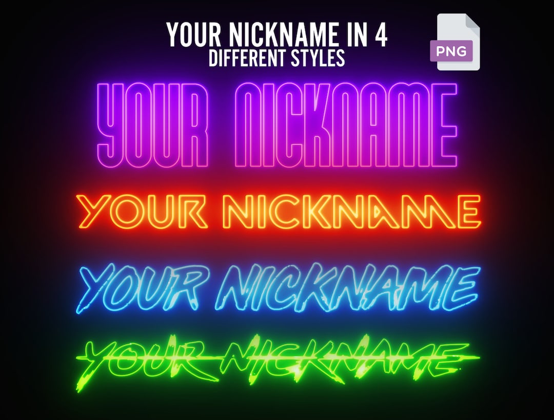 Custom Nickname in Neon - Design in PNG Format - Etsy