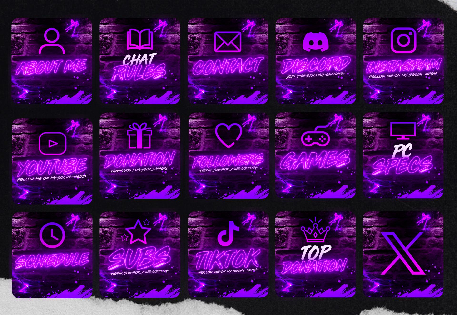Purple Profile Panels for Twitch and Kick - Etsy