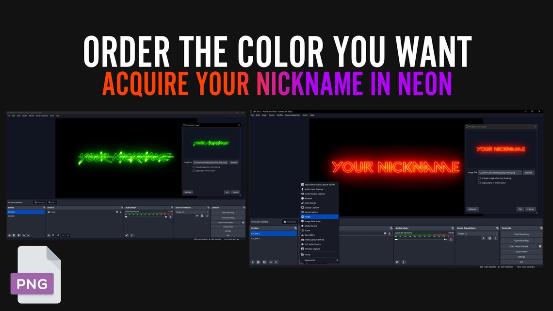 Custom Nickname in Neon - Design in PNG Format - Etsy