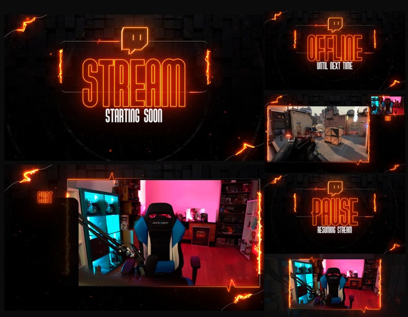 Stream Pack animado, superposiciones eléctricas amarillas: formato WEBM ...