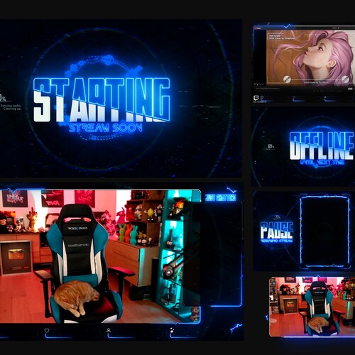 Neon Blue Animated Stream Overlay Pack HD Quality Webm - Etsy