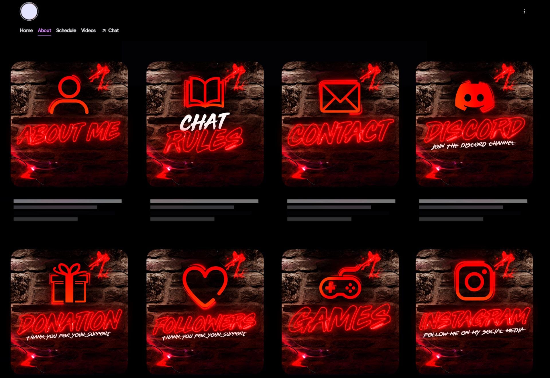 Red Profile Panels for Twitch and Kick - Etsy