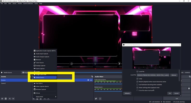 Stream Pack - Neon Pink Overlays - Animated Overlays Design Webm Format ...