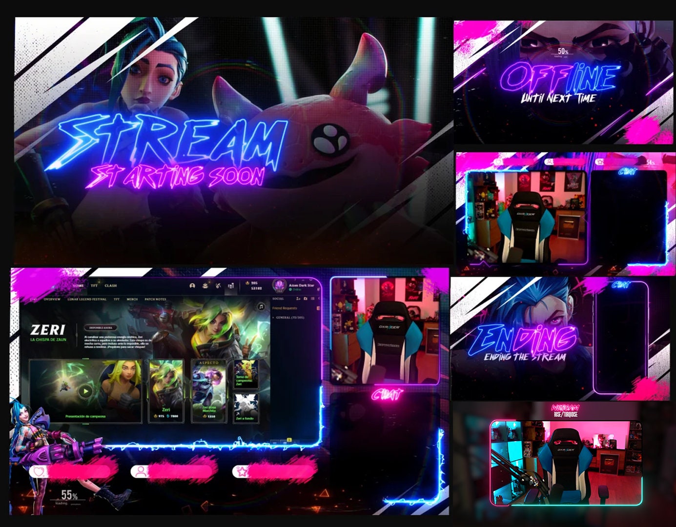 Jinx Animated Stream Overlay Pack HD Quality WEBM Format - Etsy Canada