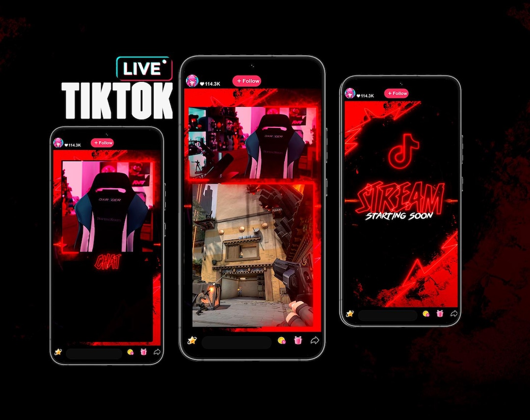 Neon Dark Red TIKTOK Streaming Overlay Pack - TIKTOK Live Studio ...