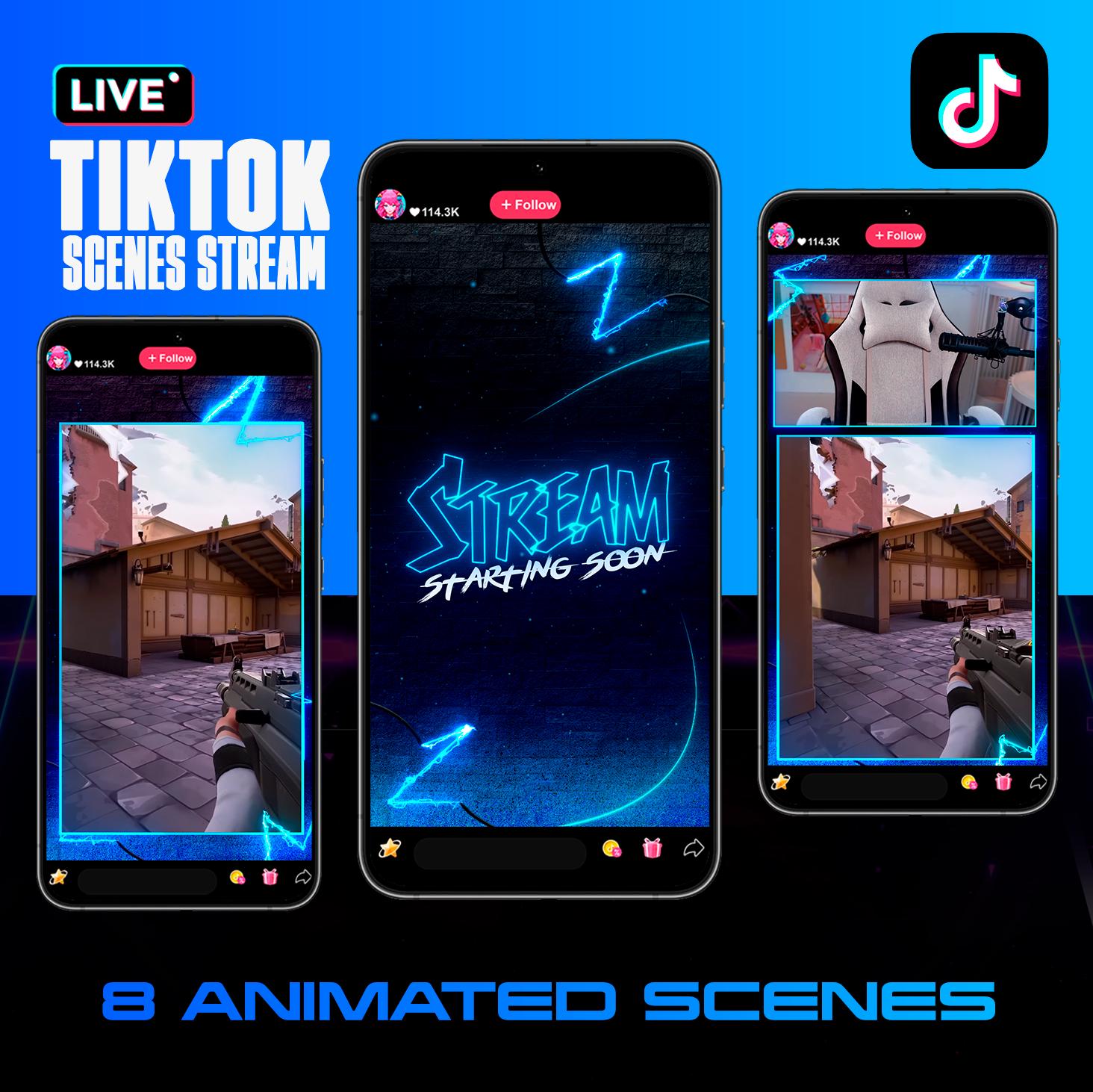 Neon Blue TIKTOK Streaming Overlay Pack - Tiktok Live Animated Design ...