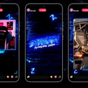 Neon Blue TIKTOK Streaming Overlay Pack - Tiktok Live Animated Design - Etsy