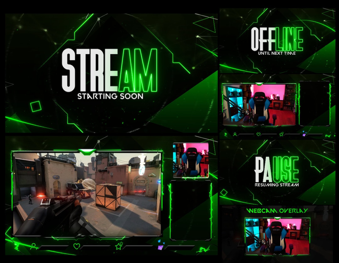 Futuristic Green Neon Style Overlays - Animated Designs - Webm Video ...