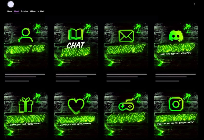 Green Profile Panels for Twitch and Kick - Etsy
