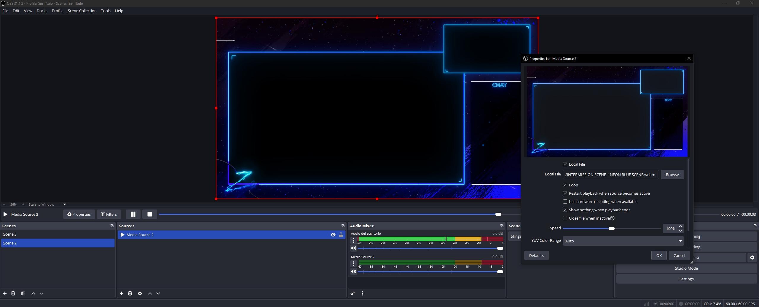 Blue Neon Galaxy Animated Stream Overlays: Twitch, Youtube, Kick (WEBM ...