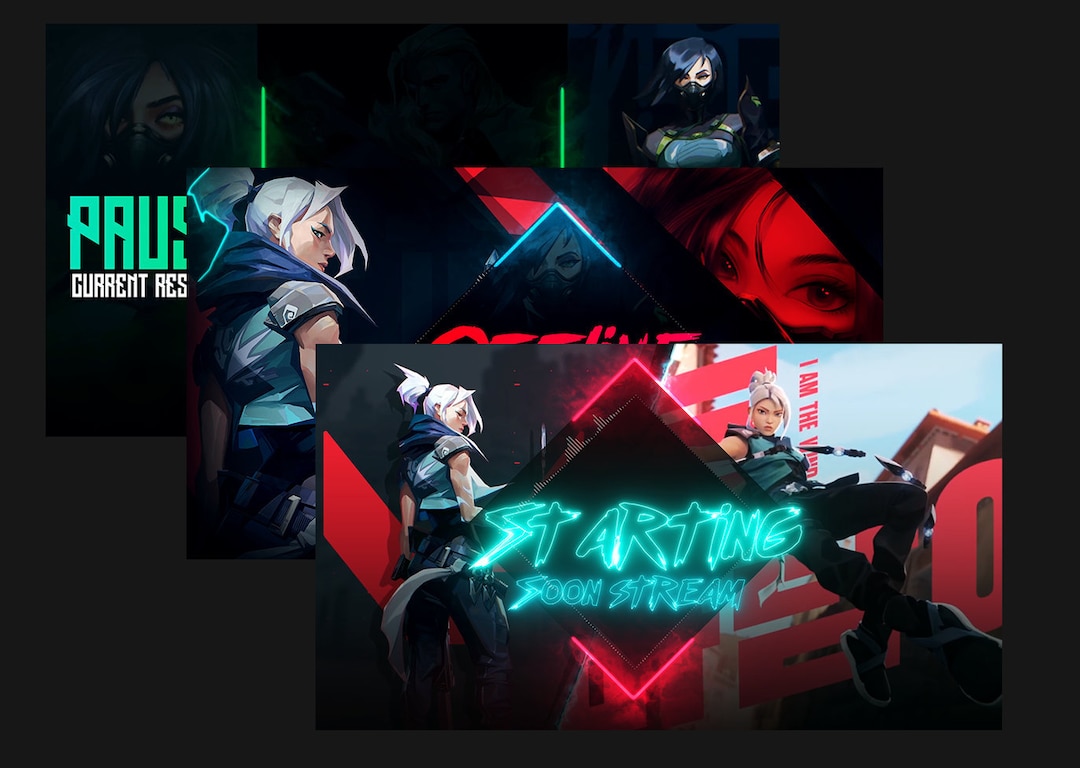 Valorant Overlays Animated - Starting Soon Stream, Offline and Pause - Etsy