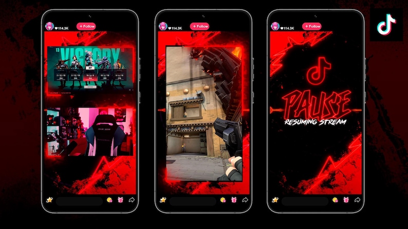 Neon Dark Red TIKTOK Streaming Overlay Pack - TIKTOK Live Studio ...