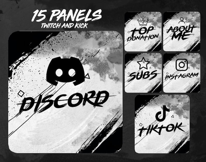 Black and White Profile Panels for Twitch and Kick - Etsy