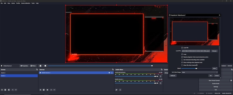 Red Neon Galaxy Animated Stream Overlays: Twitch, Youtube, Kick (OBS ...