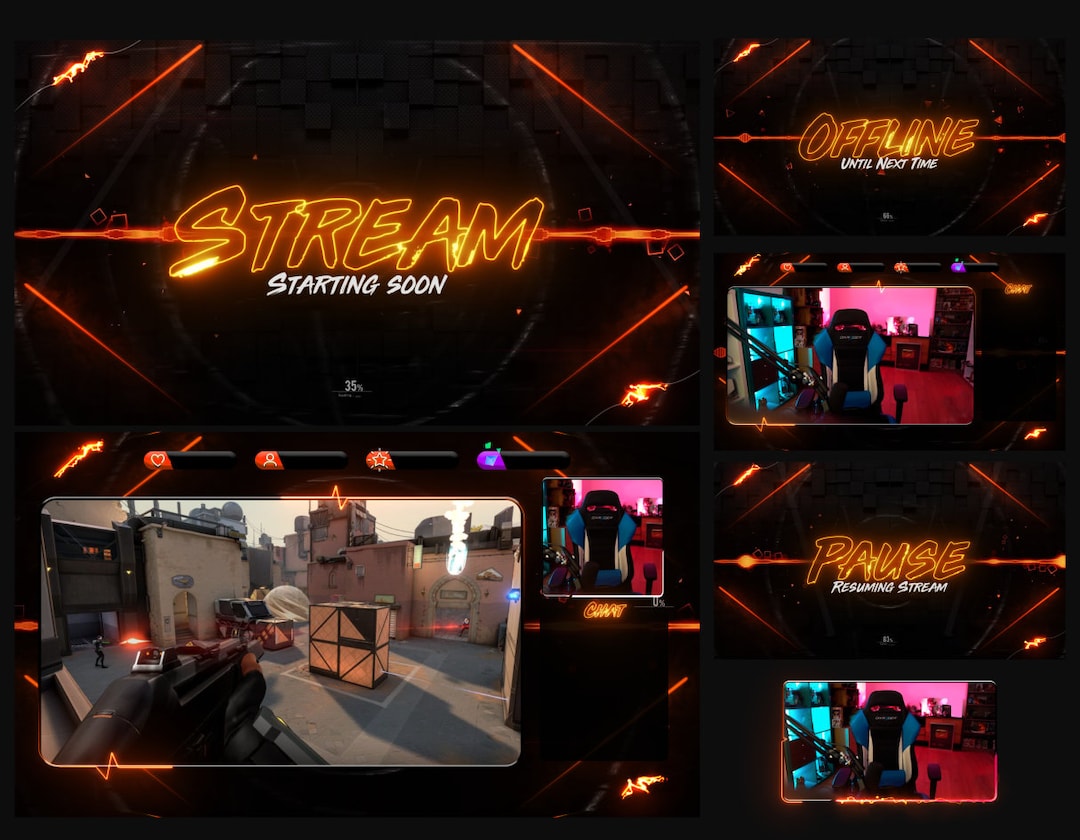 Stream Neon Yellow - Animated Stream Overlays Pack - HD Quality - Etsy